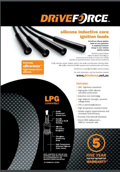 DriveForce Spark Plug Lead Kit For Holden Commodore VT/VX/VY/VZ 5.7L LS1 GENIII