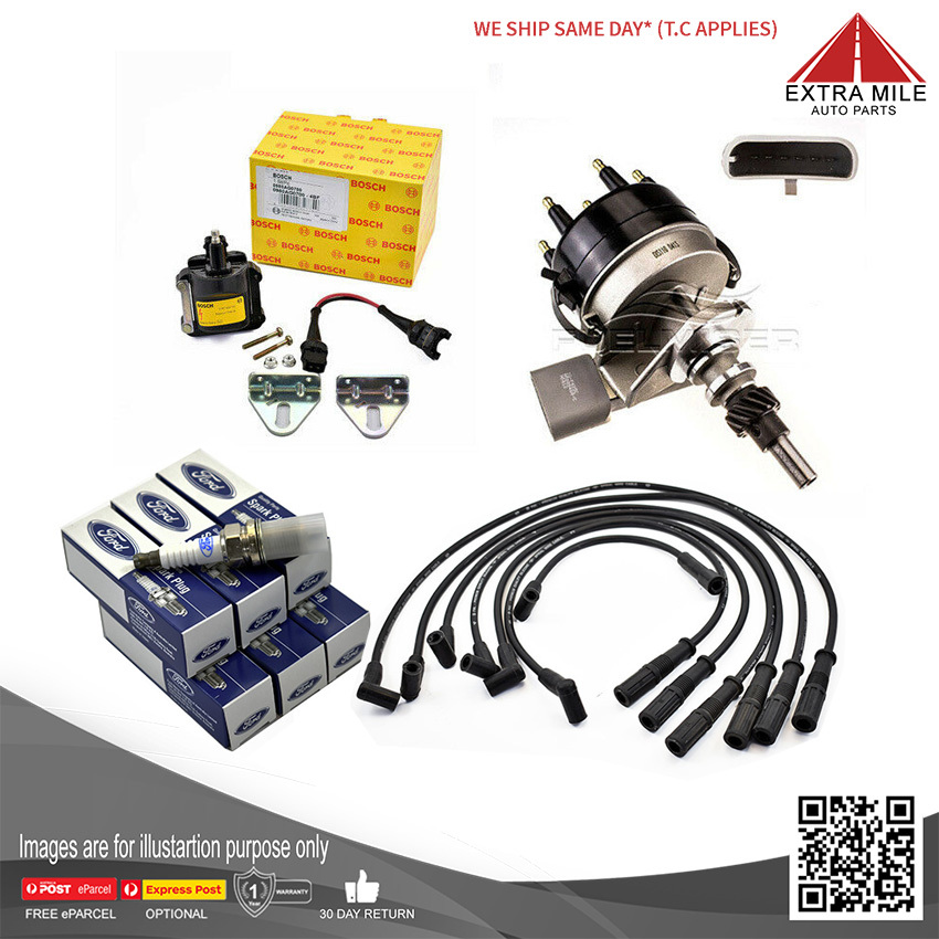 Ignition Coil Plugs Leads Distributor Kit for Ford Falcon 6cyl EA EB ED ...