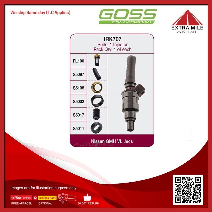 Goss Fuel Injector Seal Kit For Holden Berlina VL 3.0L RB30ET (LW5) I6 ...