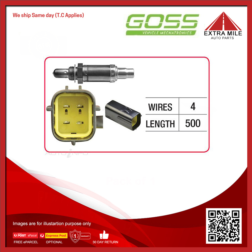 Goss Oxygen Sensor Post Catalytic For Nissan Dualis ST, TI J10 2.0L/1 ...